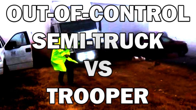 Video: Out-Of-Control Semi Truck/Trailer Jackknifes And Hits Trooper ...
